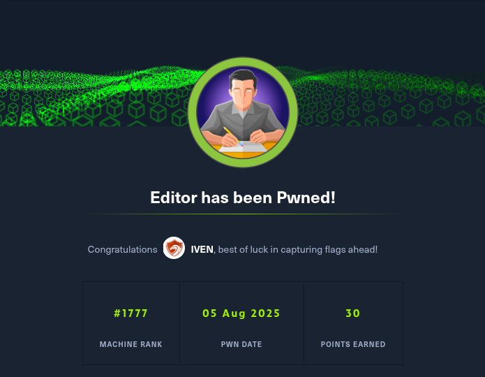 HTB Editor has been Pwned! | Iven Blog